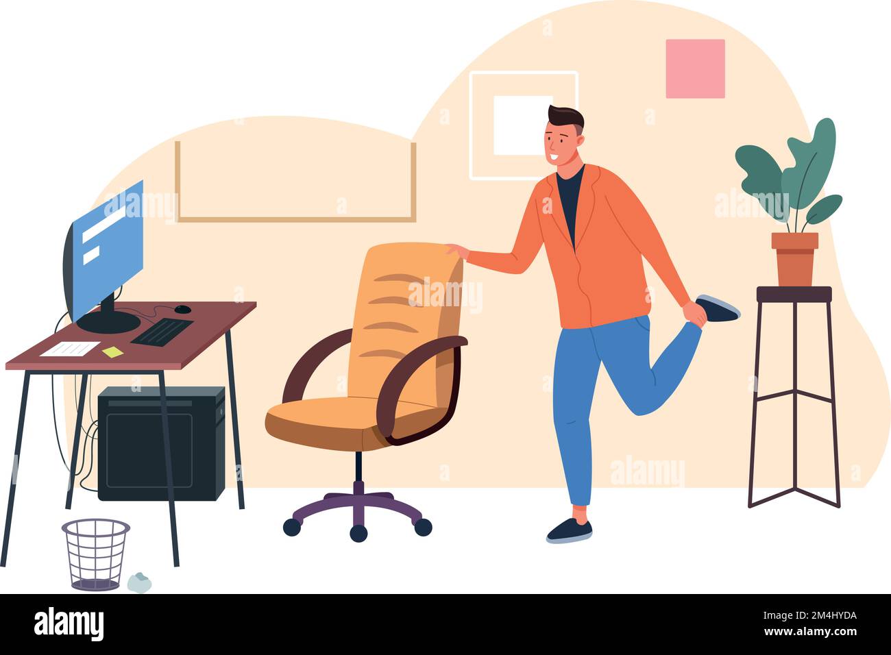 Training exercise at workplace. Work break healthy routine isolated on ...