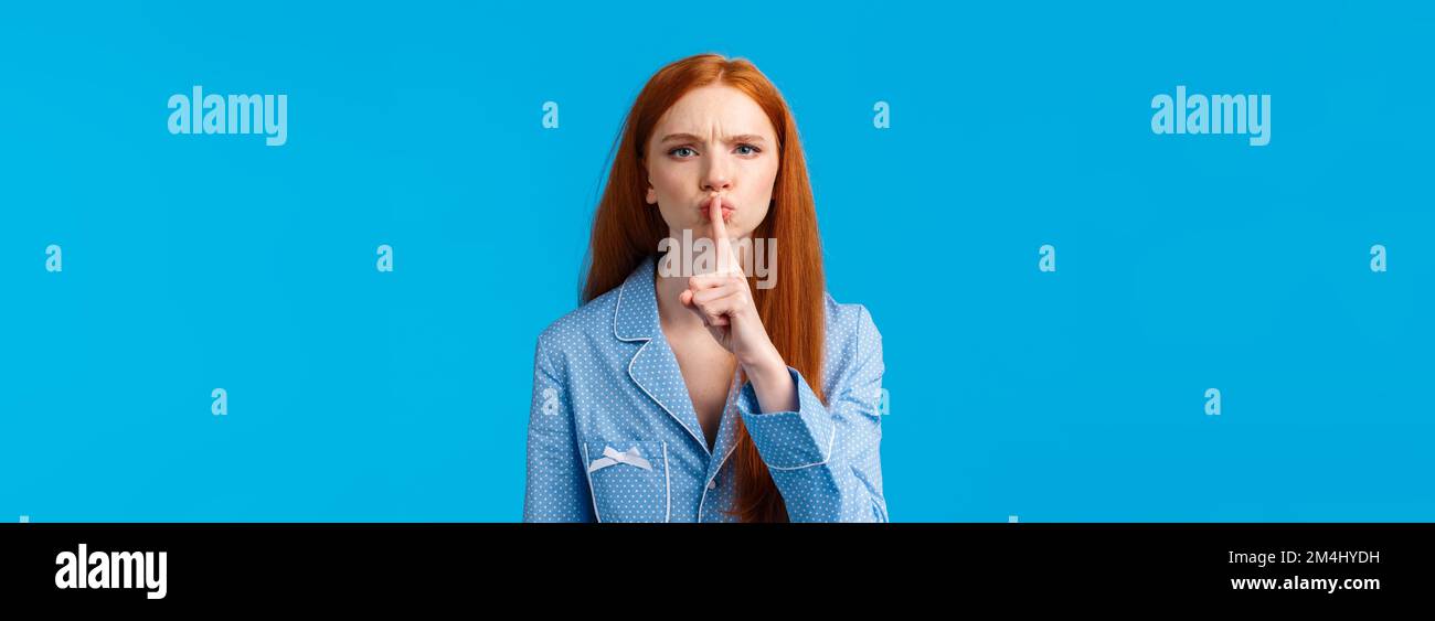 Quiet Please Im Trying Sleep Displeased And Disturbed Young Redhead