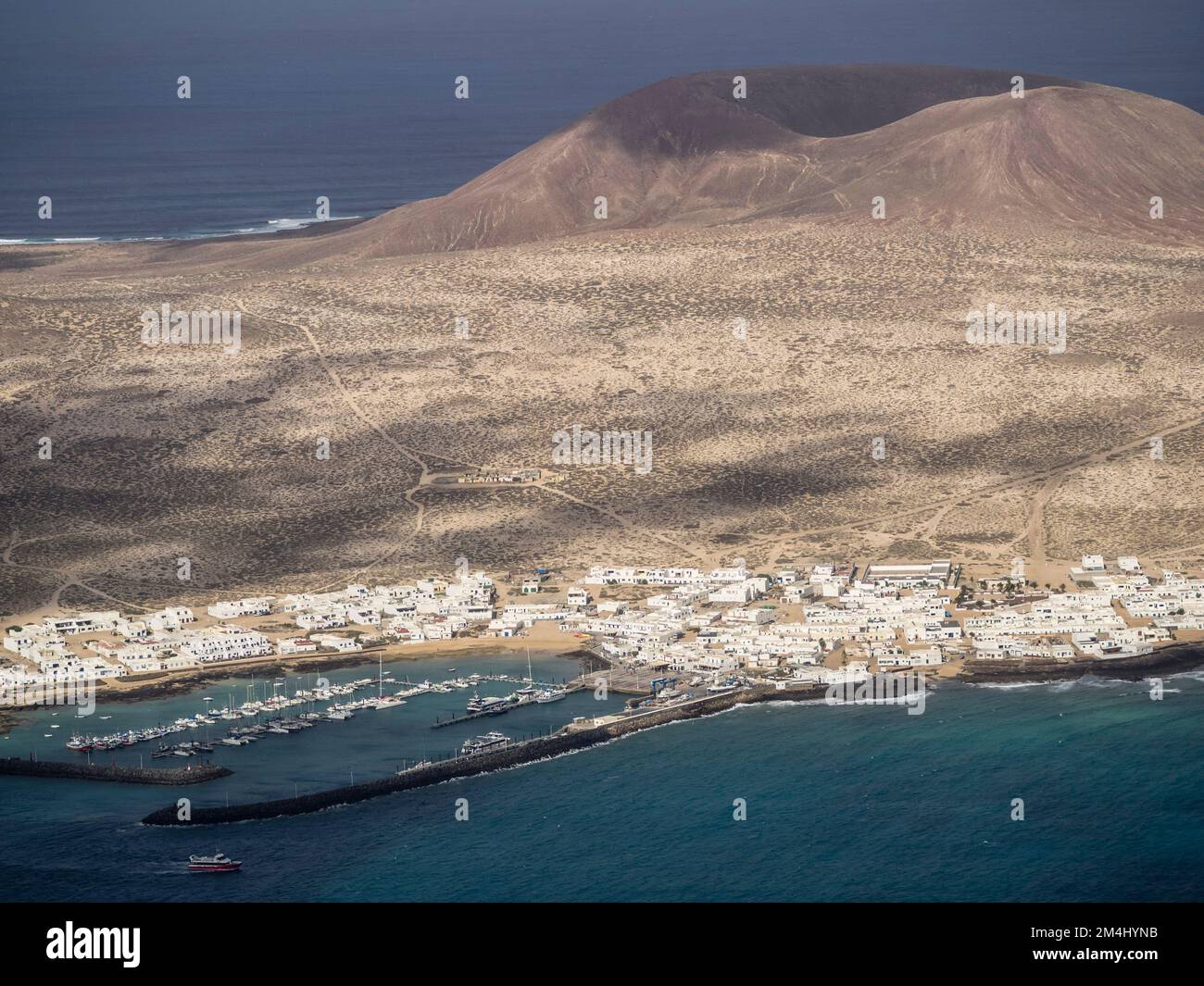 Caleta del Sebo, Island of La Graciosa, viewed from Mirador del Rio ...
