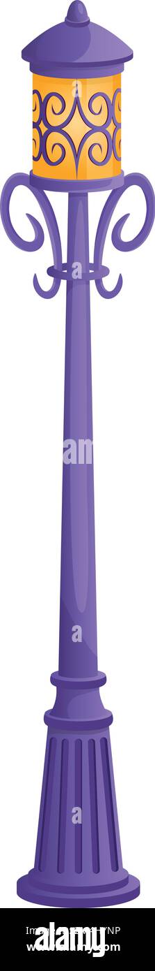 Lamp post. Cartoon vintage street light icon isolated on white ...