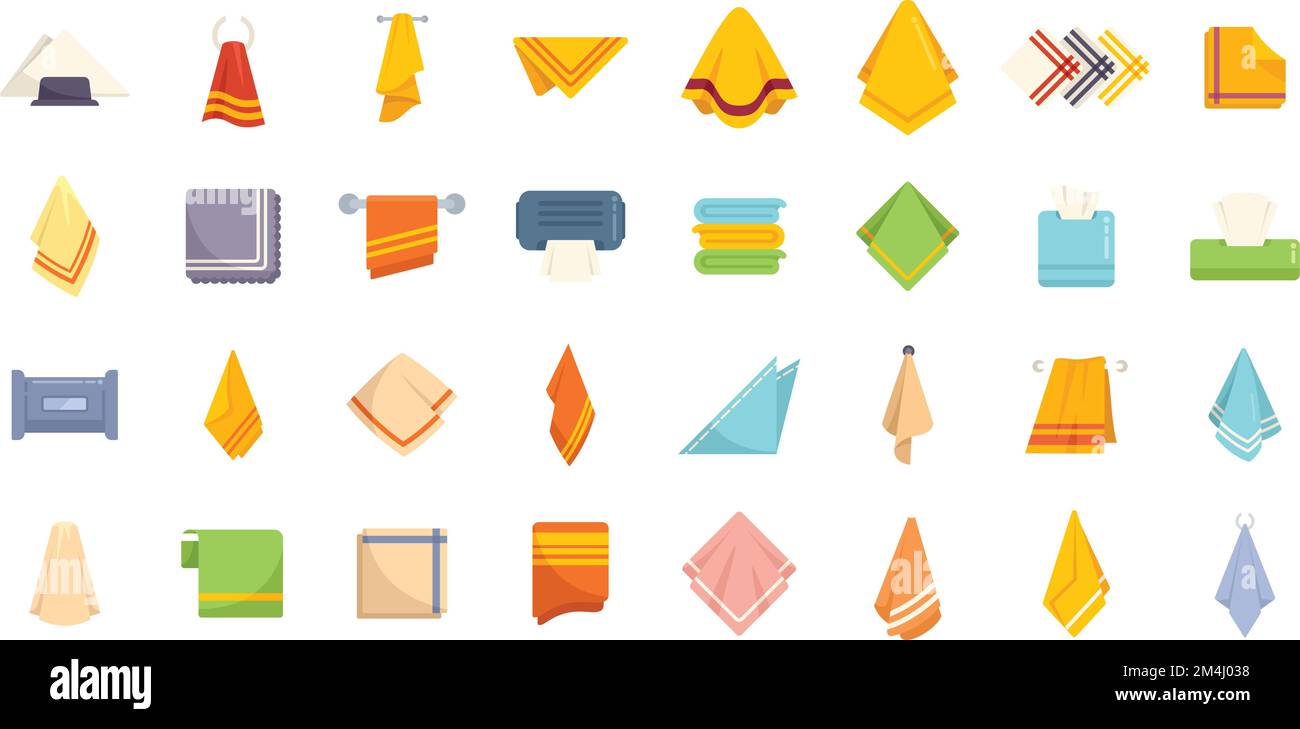 Handkerchief icons set flat vector. Folded napkin. Paper tissue ...