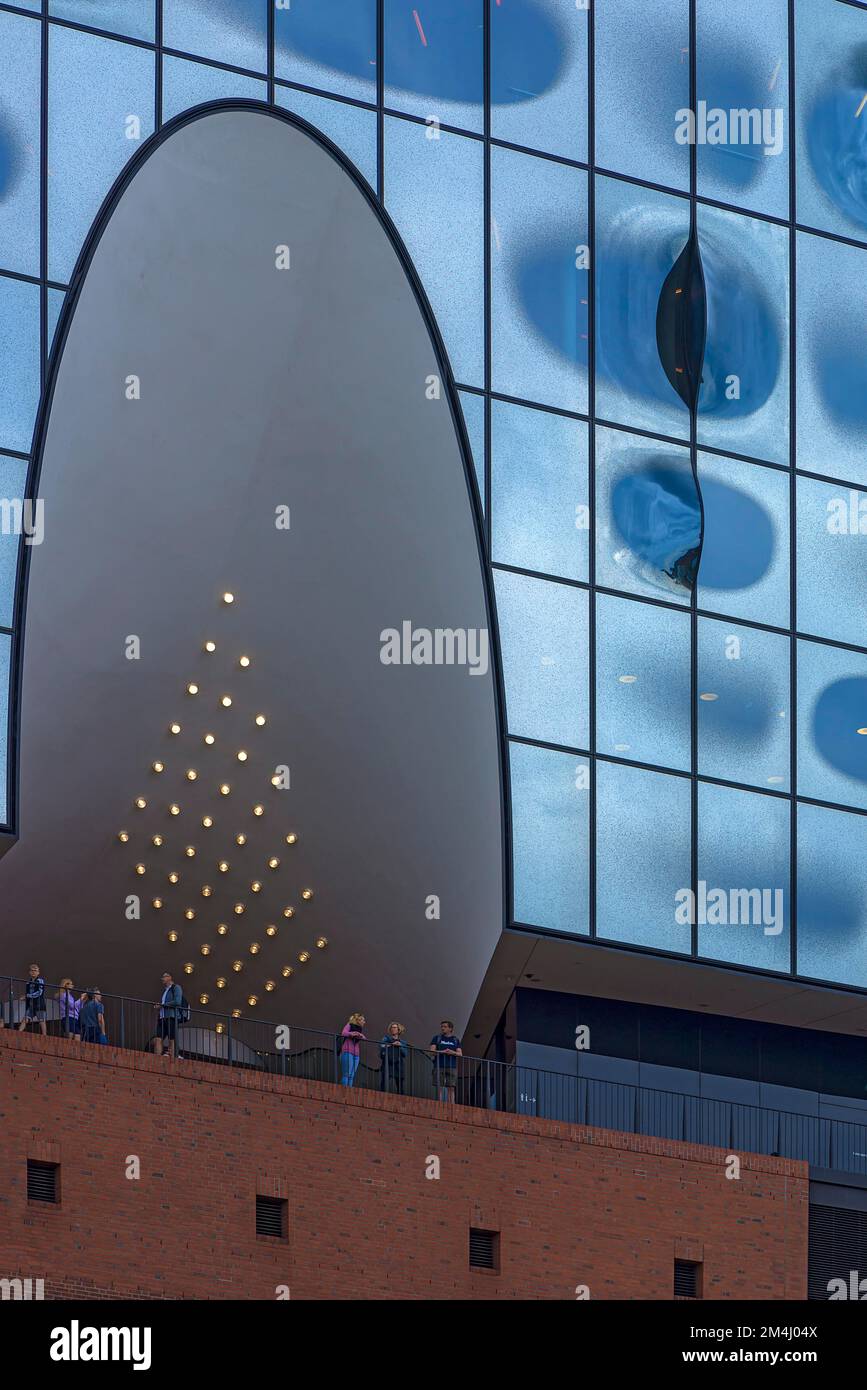 Part of the facade with visitors on the public viewing platform of the ...