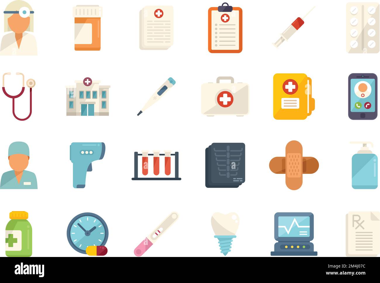 Family doctor icons set flat vector. Hospital health. Medicine care ...
