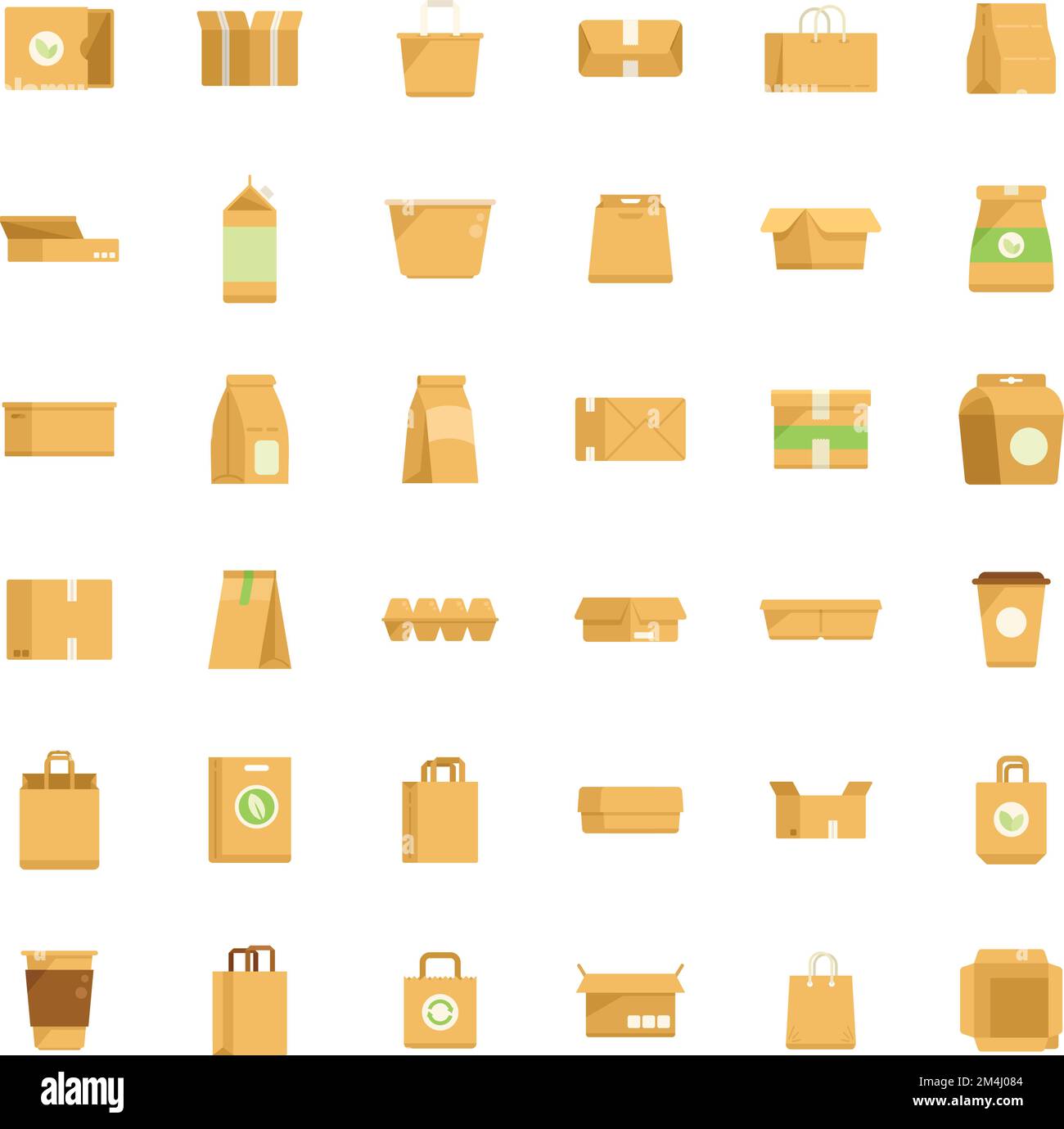 Eco packaging icons set flat vector. Eco waster. Organic recycling ...