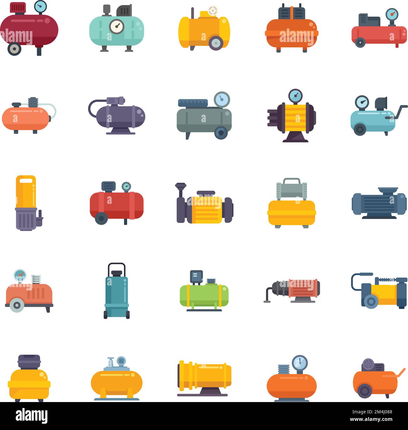 Compressor icons set flat vector. Air car. Auto tank isolated Stock ...
