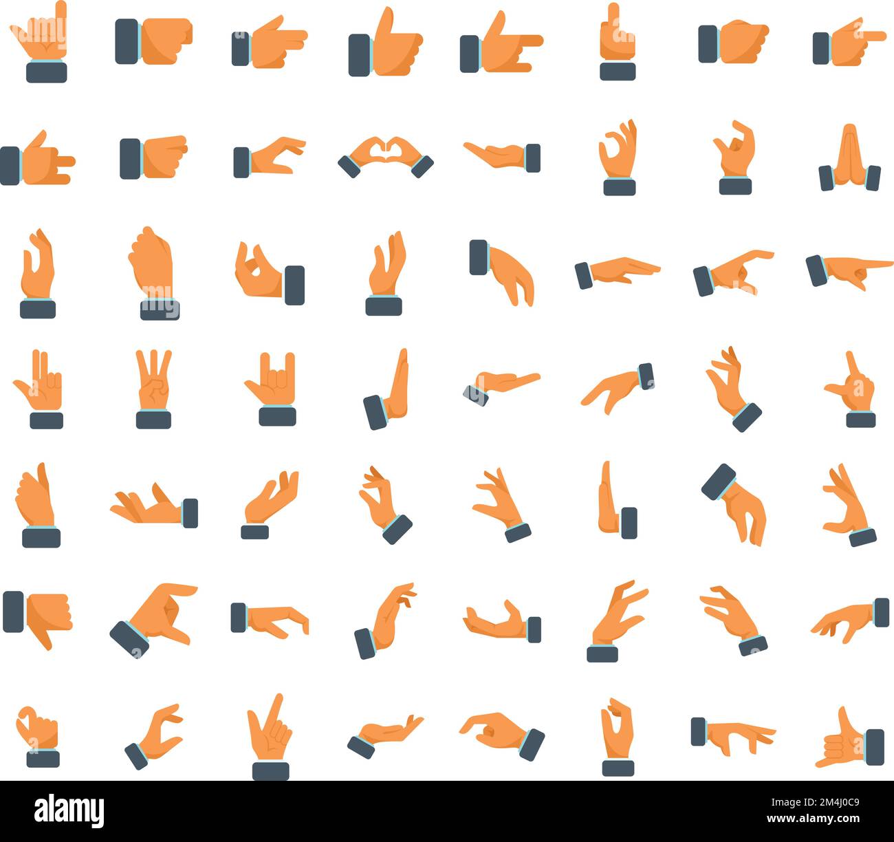Hand gestures icons set flat vector. Shake finger. Give stop isolated Stock Vector Image & Art ...