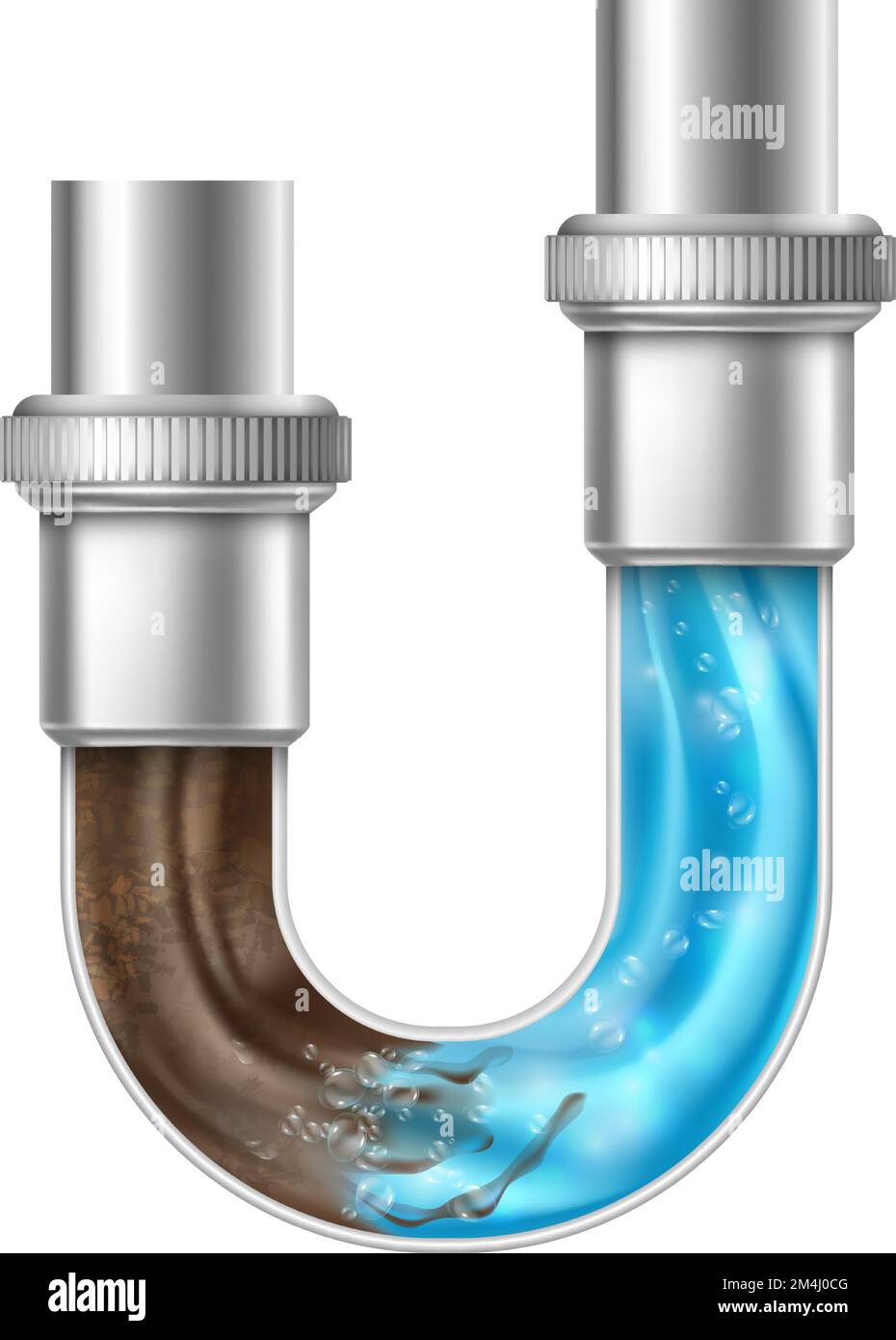 Pipe clogging. Realistic plumbing drain. Dirt block cleaner isolated on ...