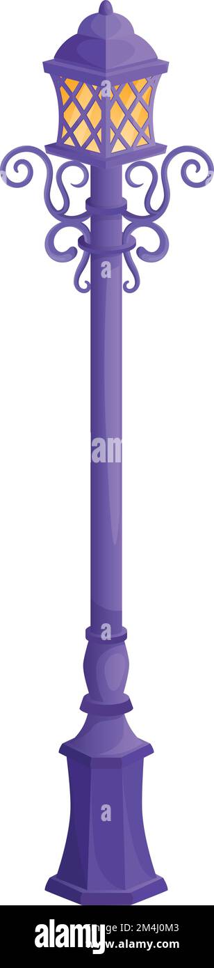Outdoor light pole. Cartoon lantern. Street lamp isolated on white ...