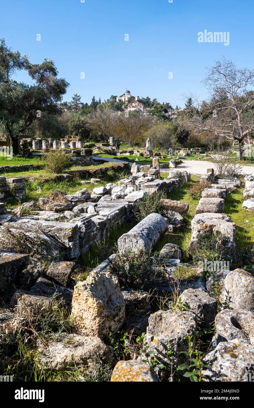 Ruins of the Greek Agora of Athens, ancient excavation site, Athens ...