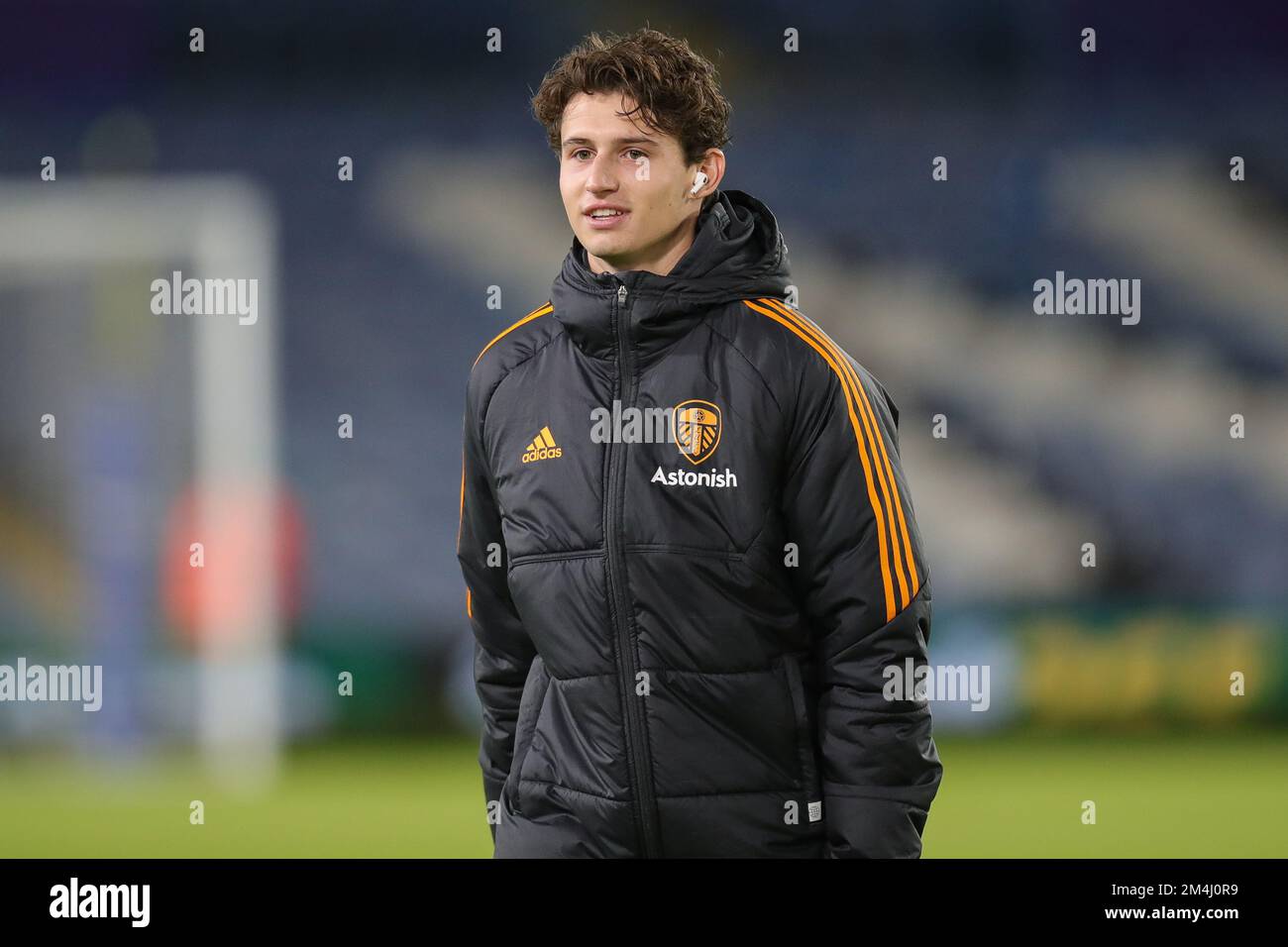 Brenden Aaronson #7 of Leeds United arrives at Elland Road Stadium ...