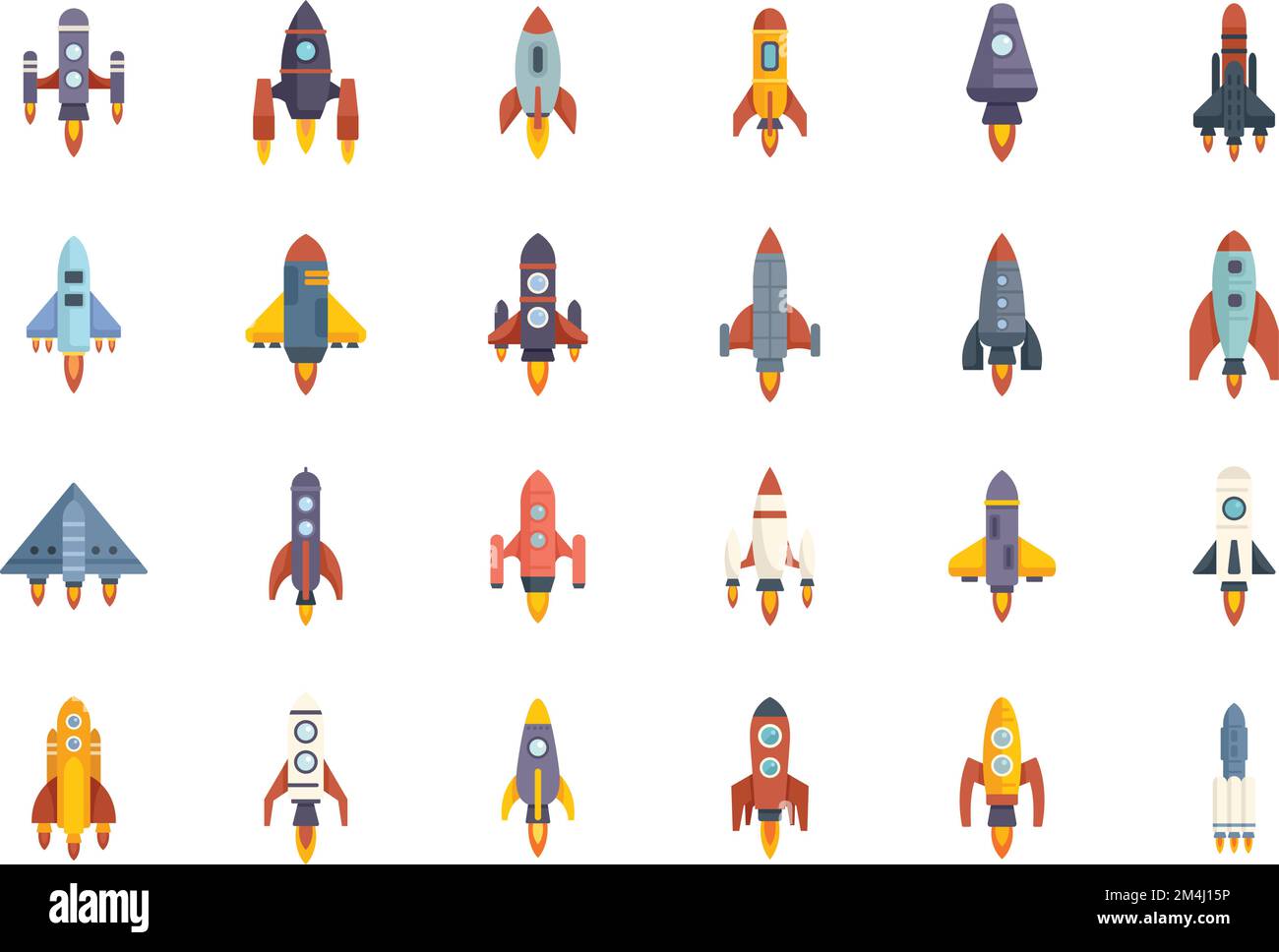 Spacecraft launch icons set flat vector. Rocket ship. Cosmos future isolated Stock Vector Image ...