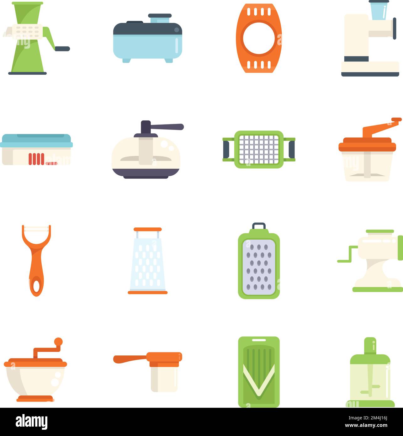Vegetable cutter icons set flat vector. Chopper appliance. Cooking ...