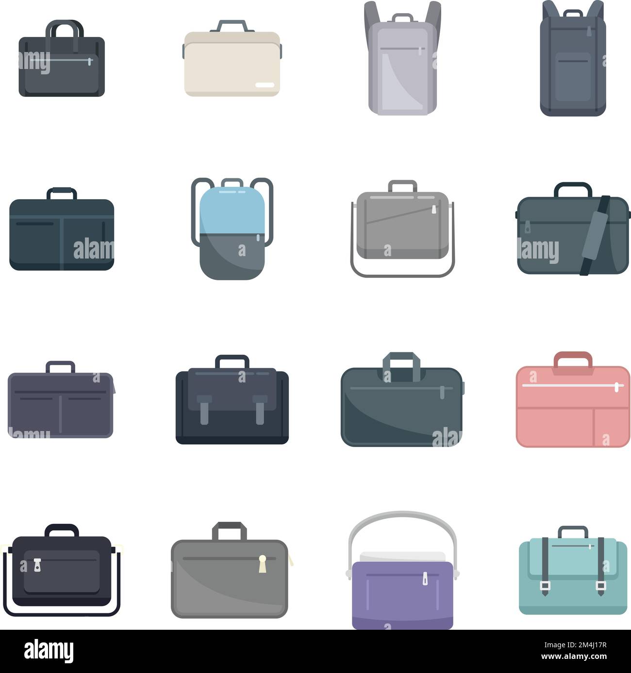 Laptop bag icons set flat vector. Computer case. Shoulder luggage isolated Stock Vector Image ...