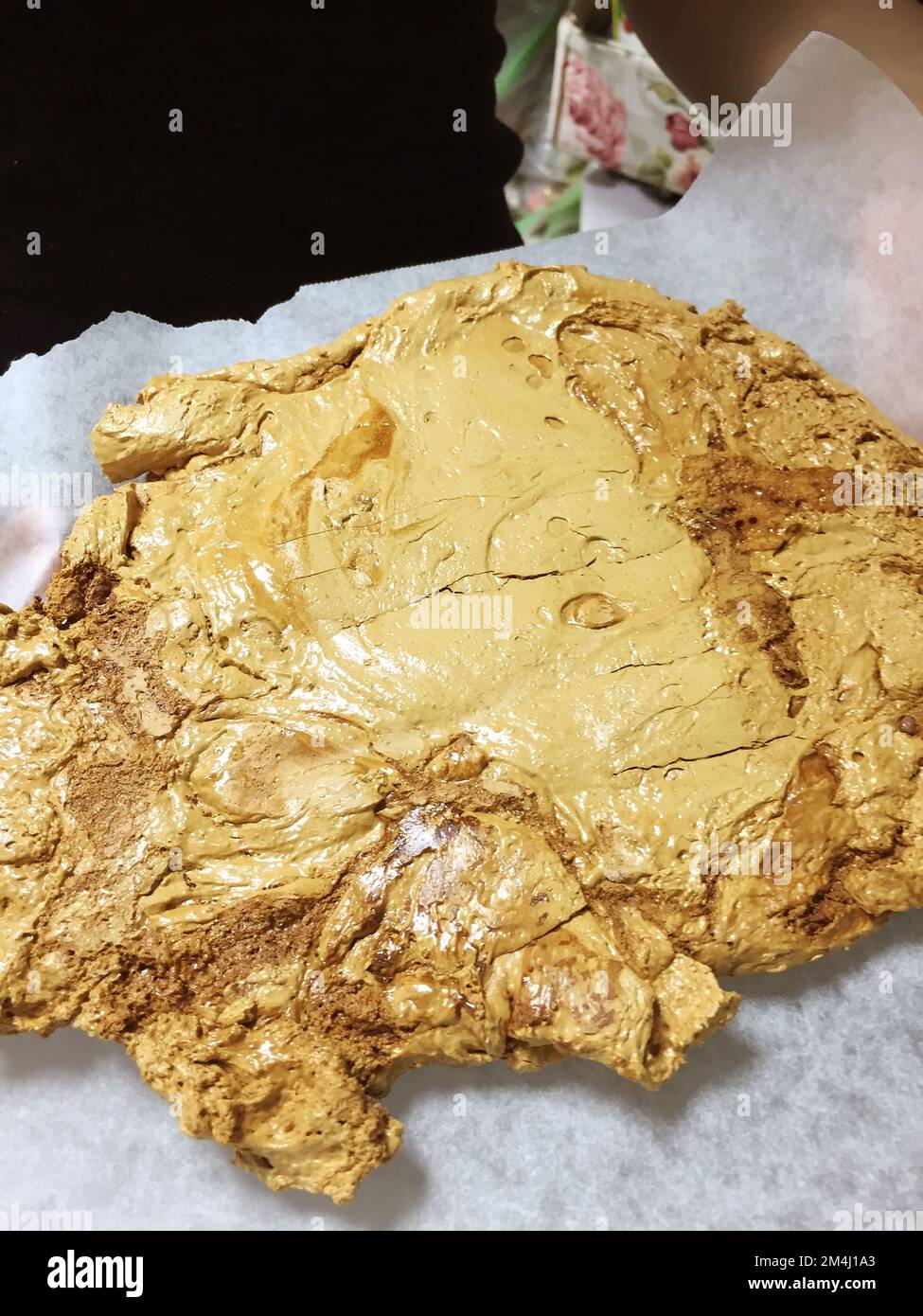 Making a giant Dalgona in South Korea Stock Photo - Alamy