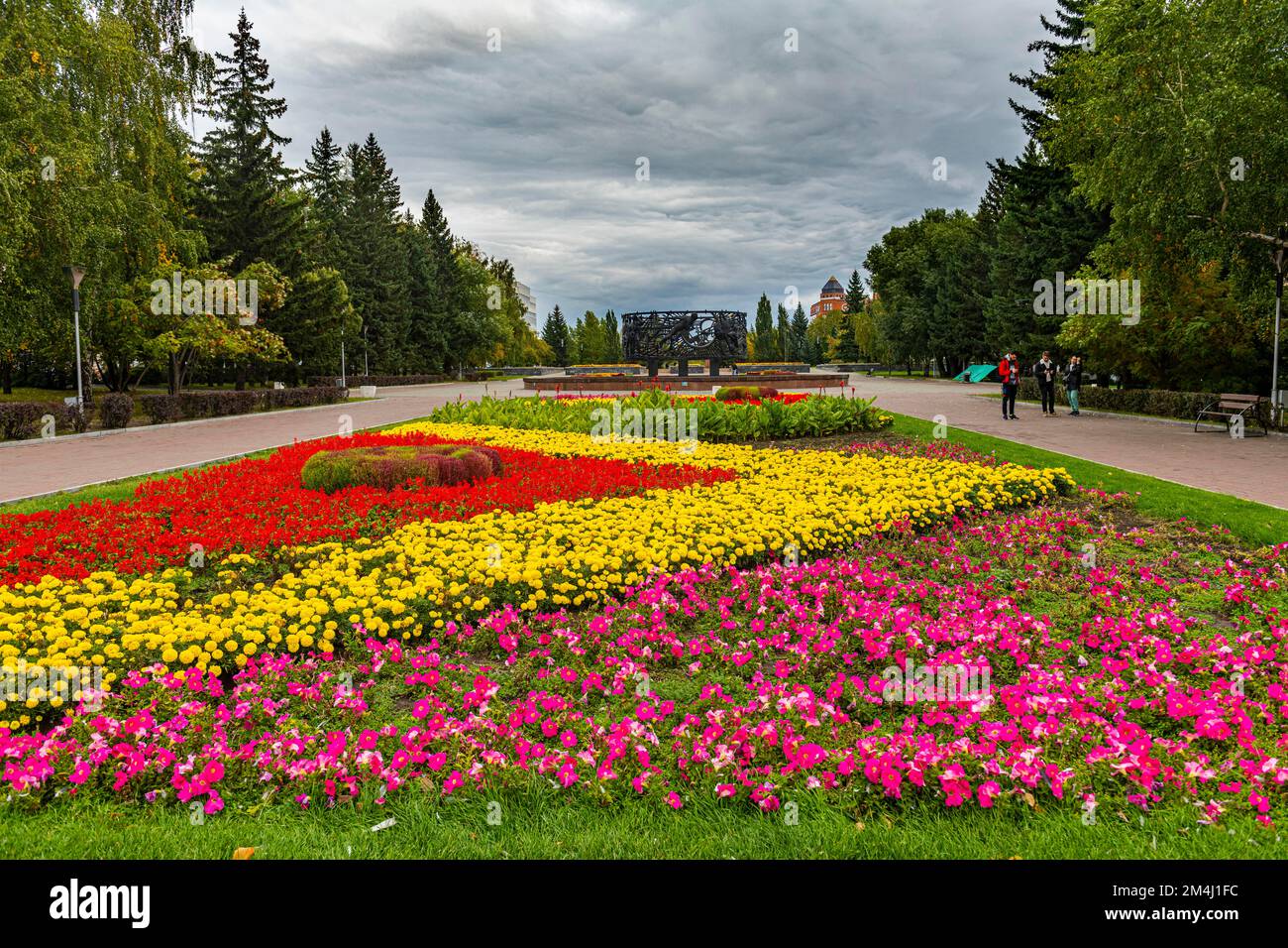 Flower beet in the Veteran park, Barnaul, Altai Krai, Russia Stock ...