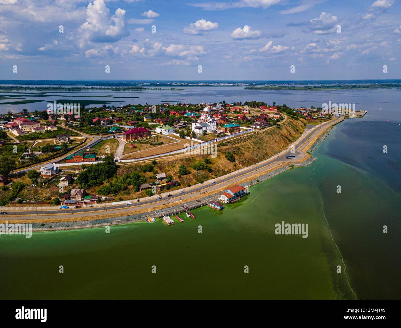 Aerial of the Unesco site Sviyazhsk, Republic of Tartastan, Russia ...