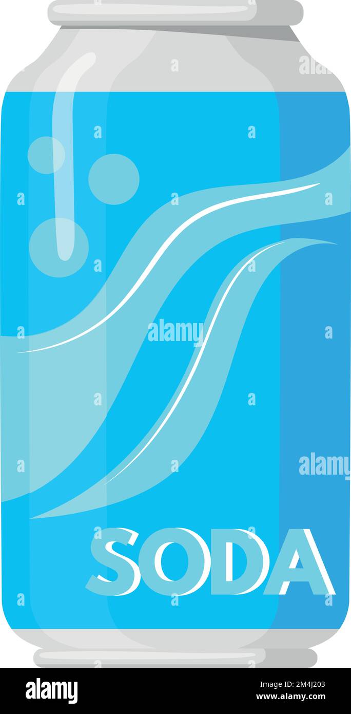 Cartoon soda can icon. Blue fizzy drink isolated on white background ...