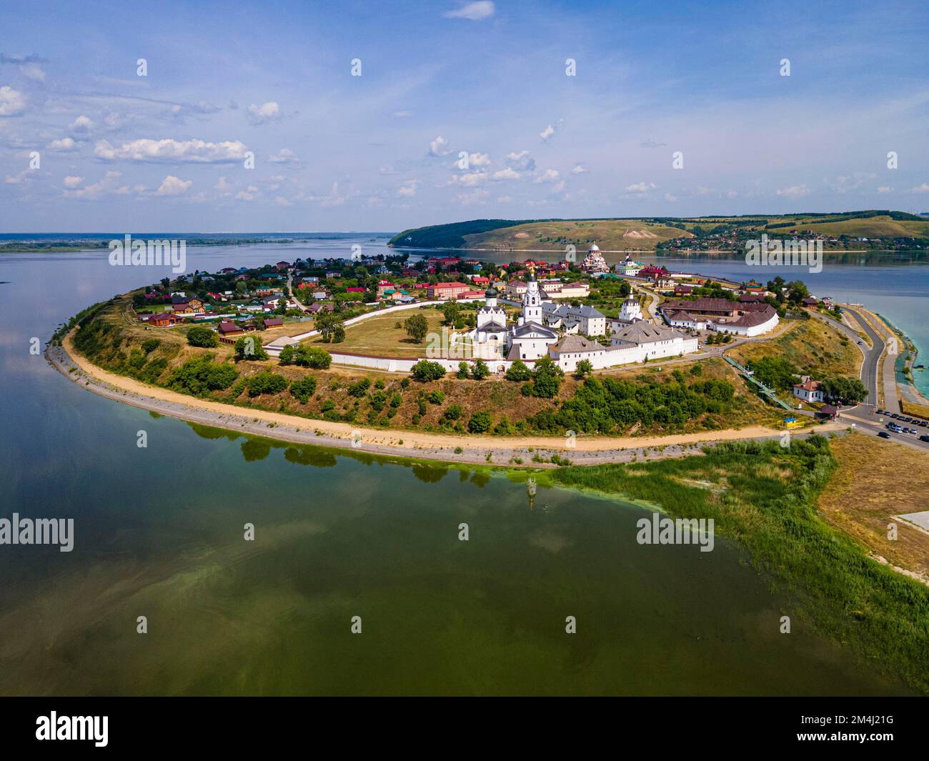 Aerial of the Unesco site Sviyazhsk, Republic of Tartastan, Russia ...