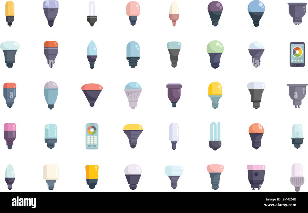 Smart lightbulb icons set flat vector. Brain think. Idea mind isolated ... Smart lightbulb icons set flat vector. Brain think. Idea mind isolated ...