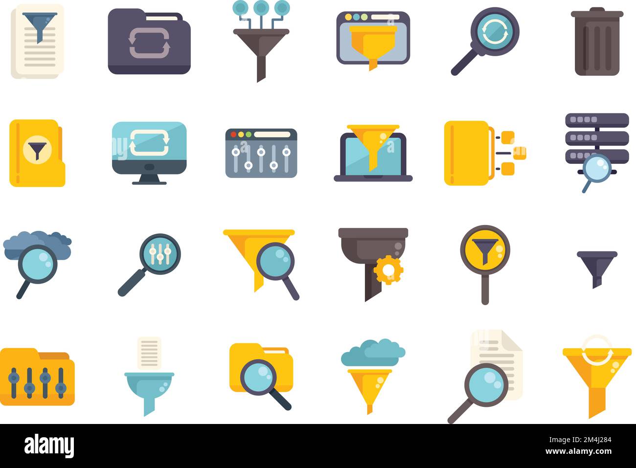 Filter search icons set flat vector. Filter interface. Digital ...