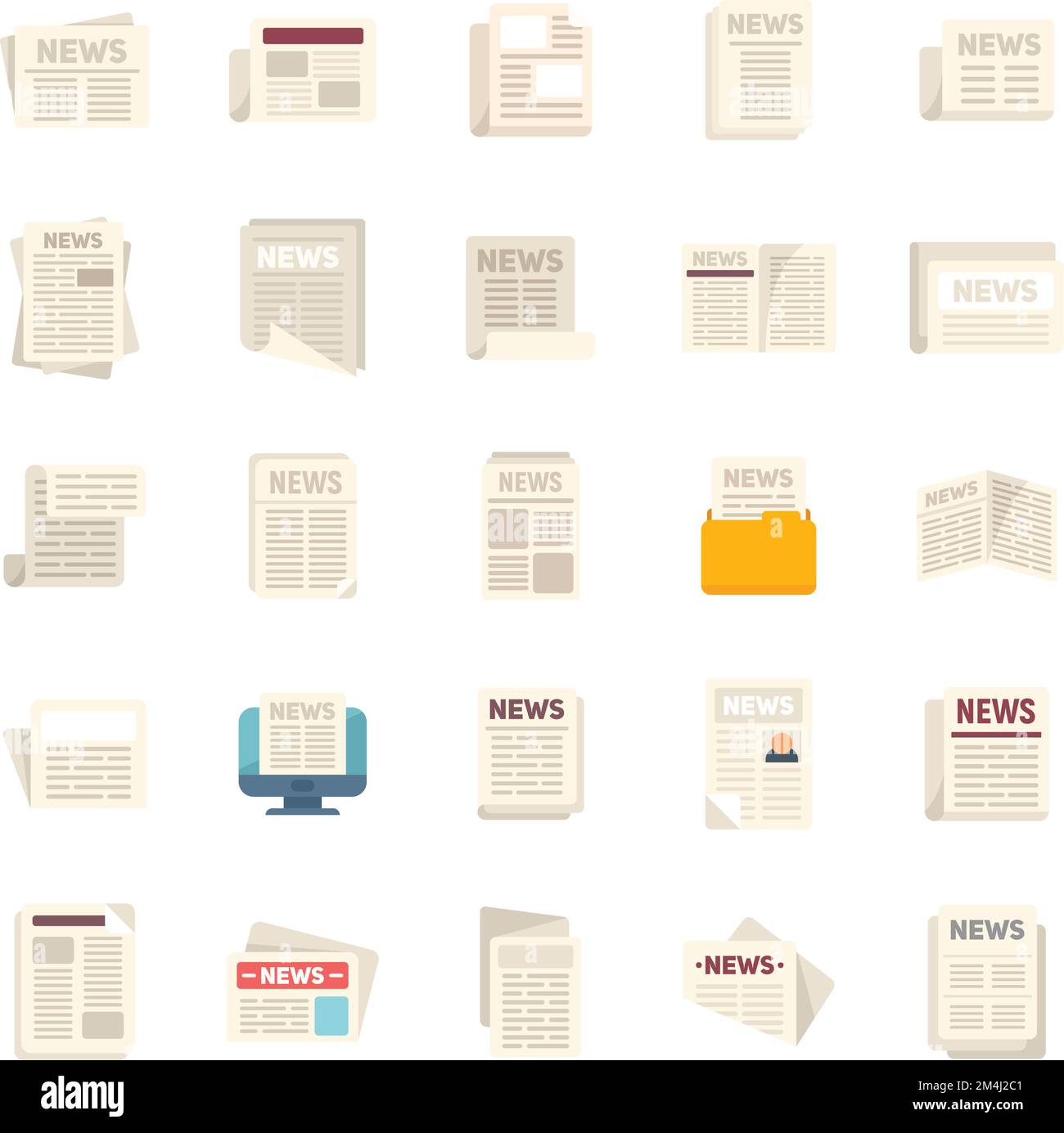 Newspaper icons set flat vector. Stack magazine. Paper pile isolated ...