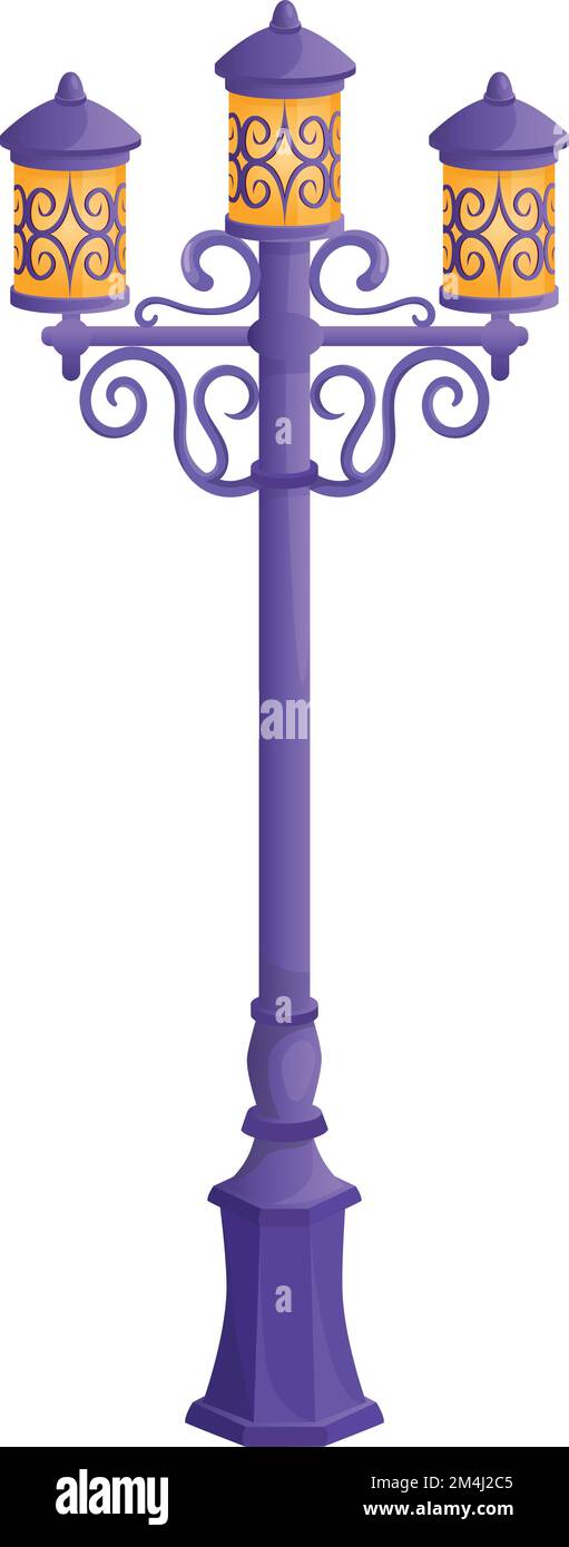 Street light icon. Cartoon city lamp post isolated on white background ...