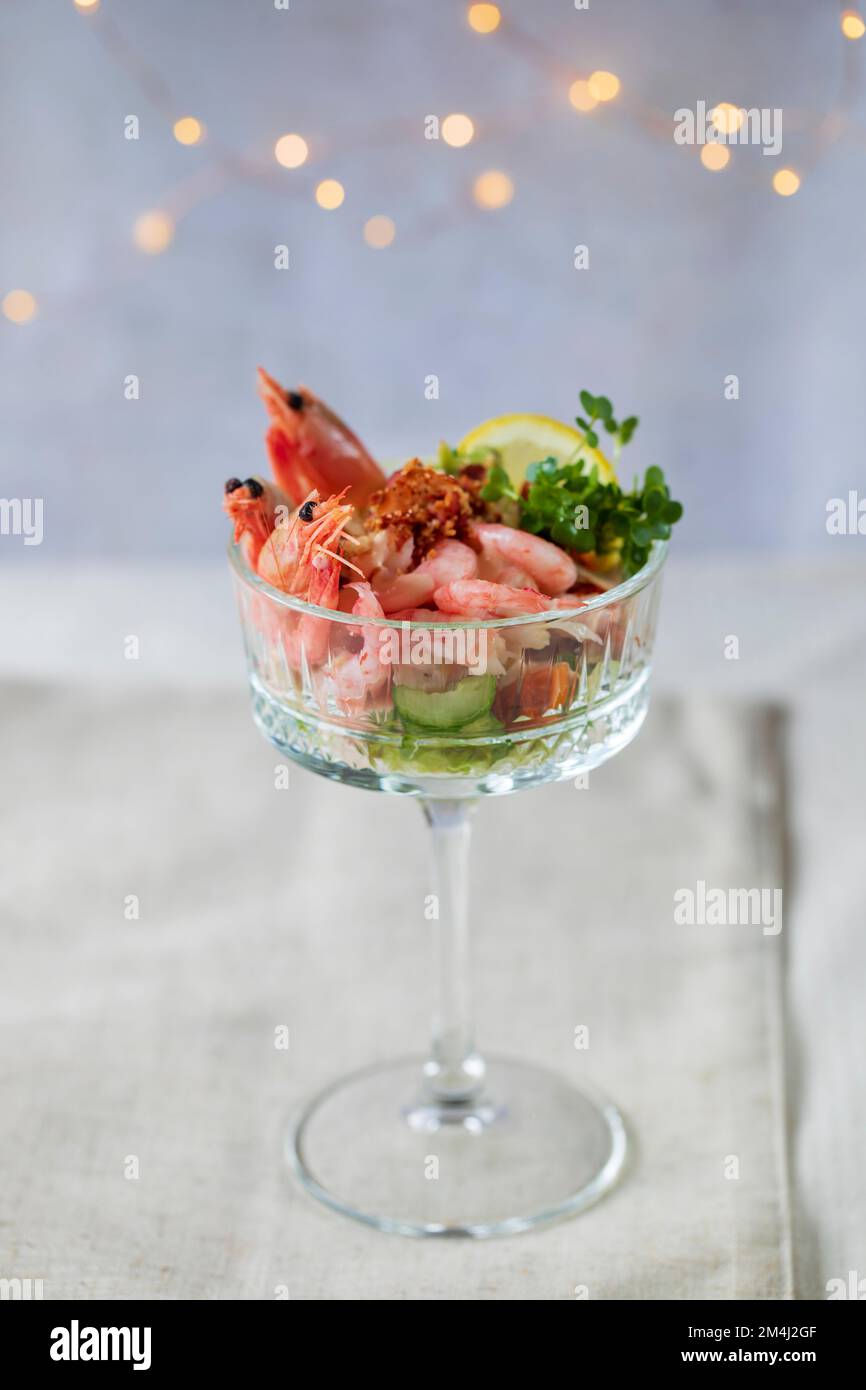 Classic prawn cocktail in the glass Stock Photo - Alamy