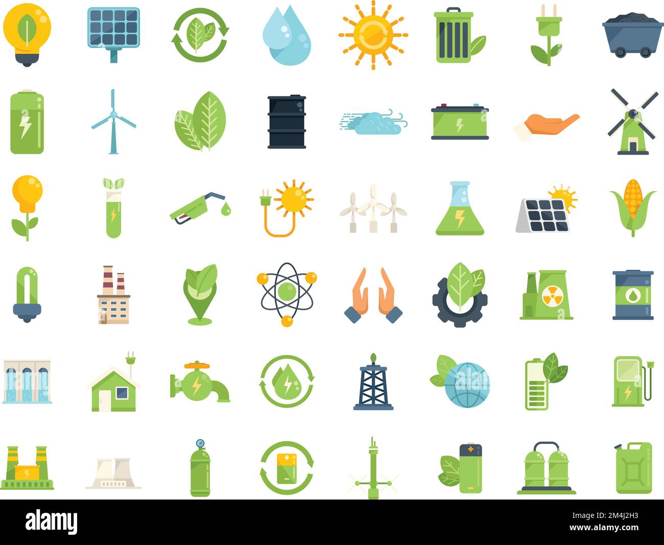 Natural resources icons set flat vector. Nature energy. Clean save ...