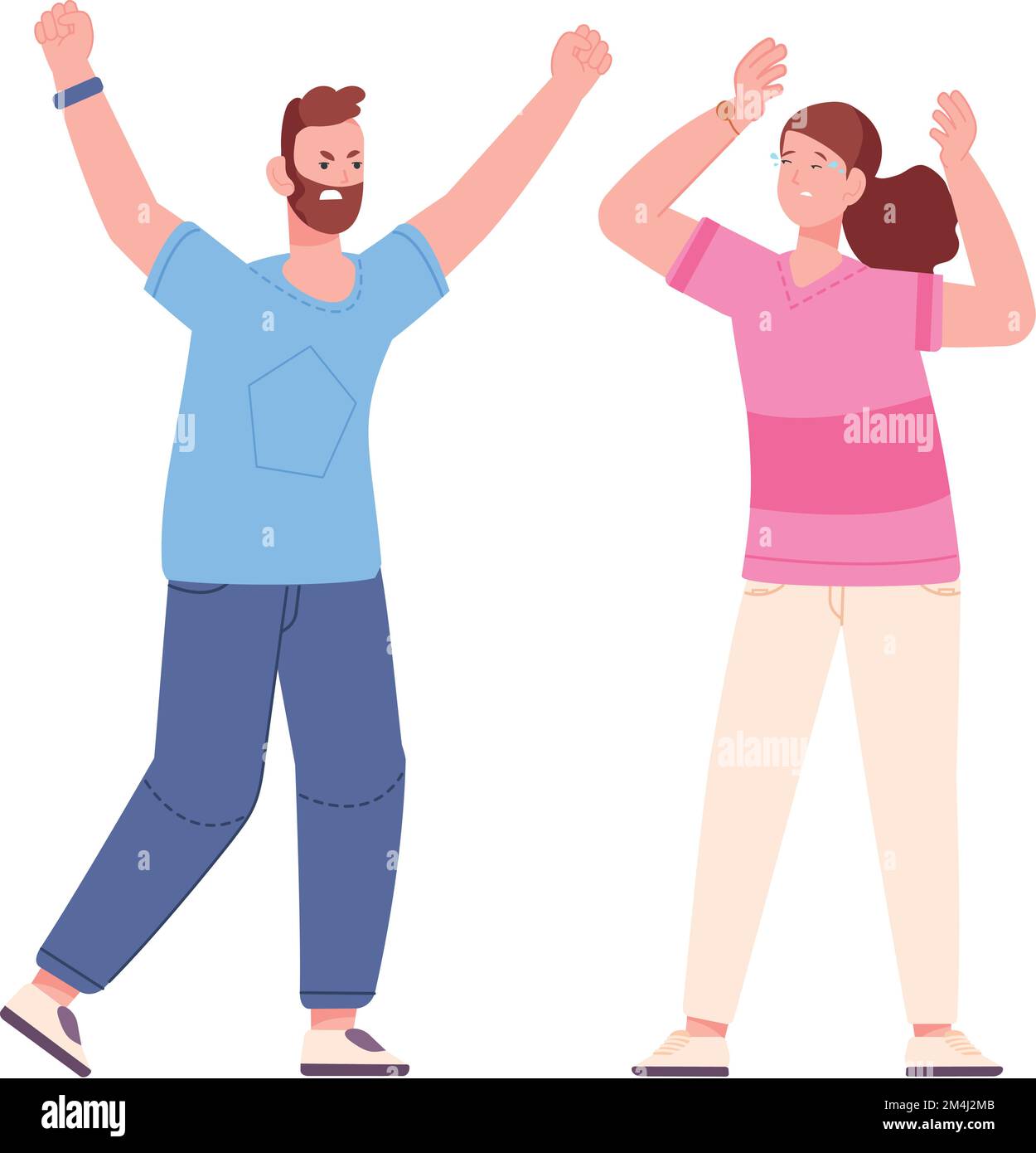 Couple quarreling. People shouting on each other. Pair disagreement ...