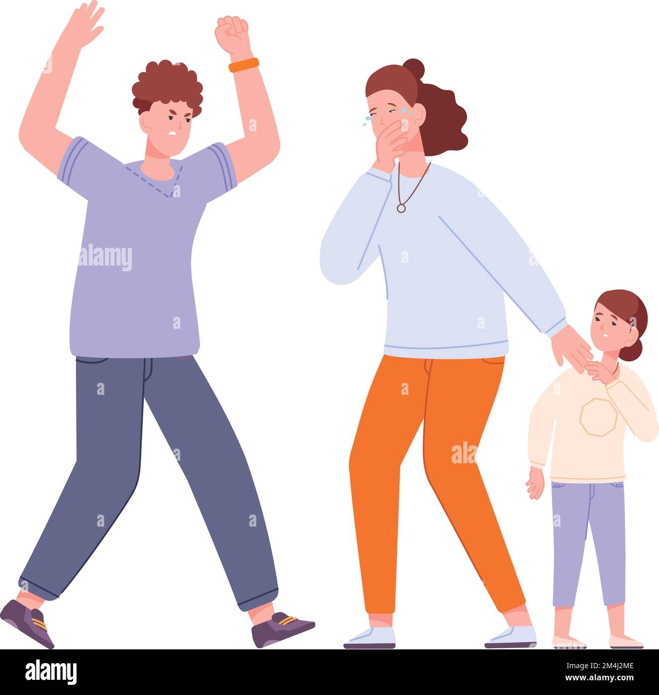 Family fight. Man shouting on woman with kid. People quarreling ...