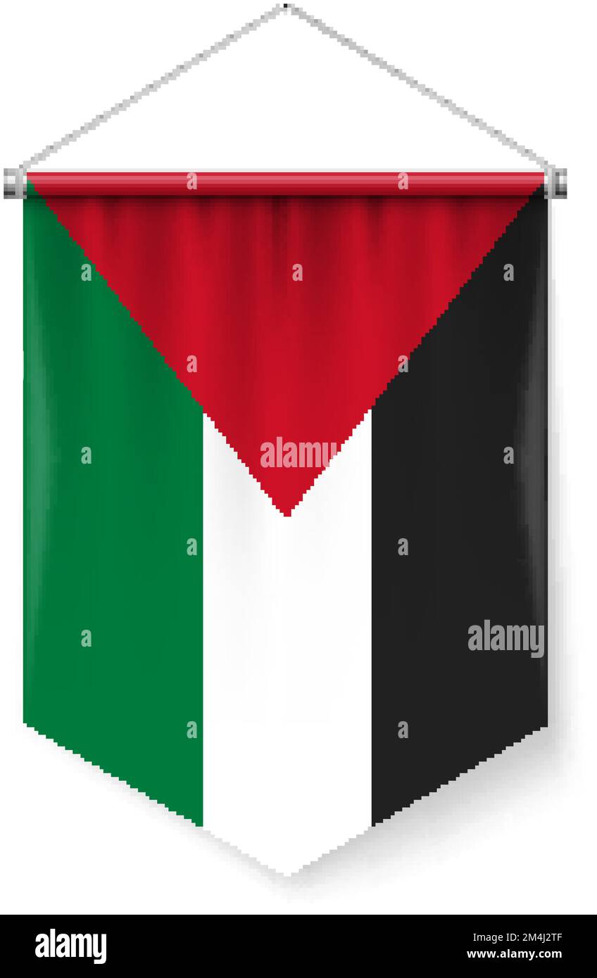 Vertical Pennant Flag of Palestine as Icon on White Background with ...