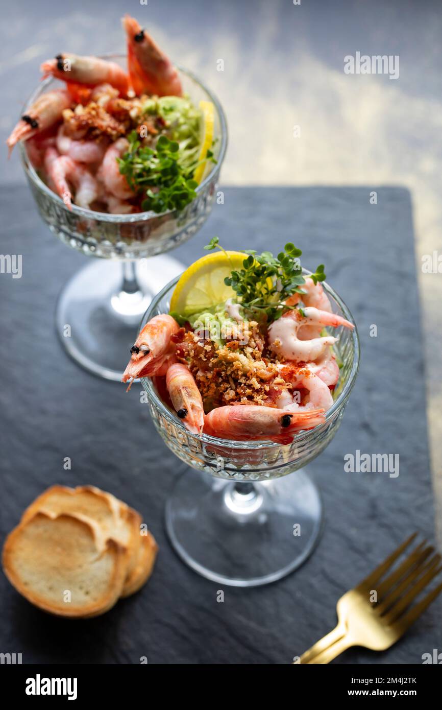 Classic prawn cocktail in the glass Stock Photo - Alamy