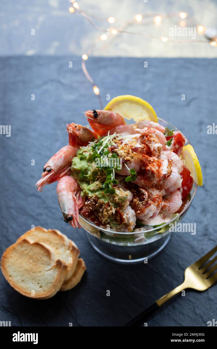 Classic prawn cocktail in the glass Stock Photo - Alamy