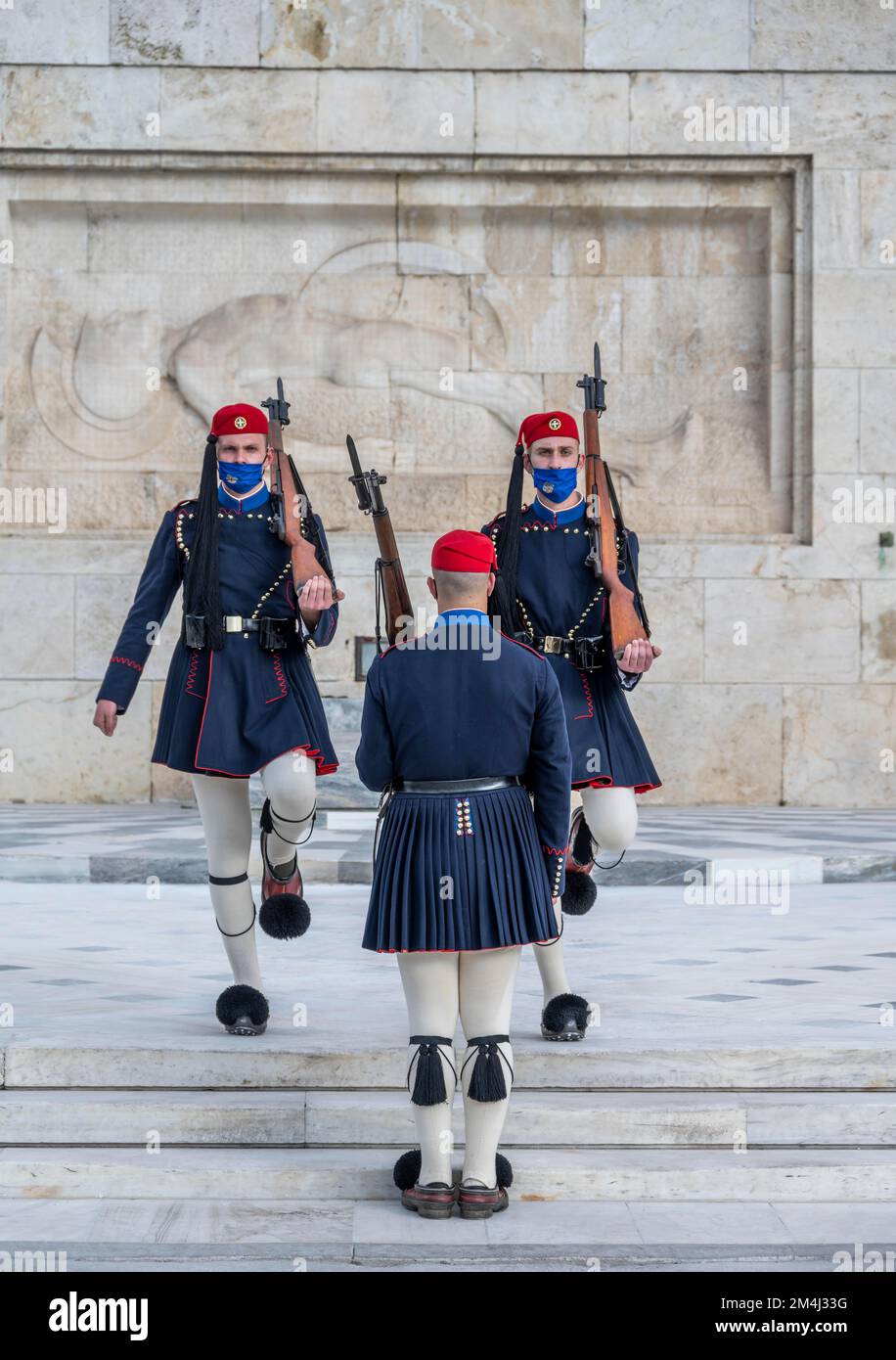 Detachment of the Presidential Guard Evzones in front of the Monument ...