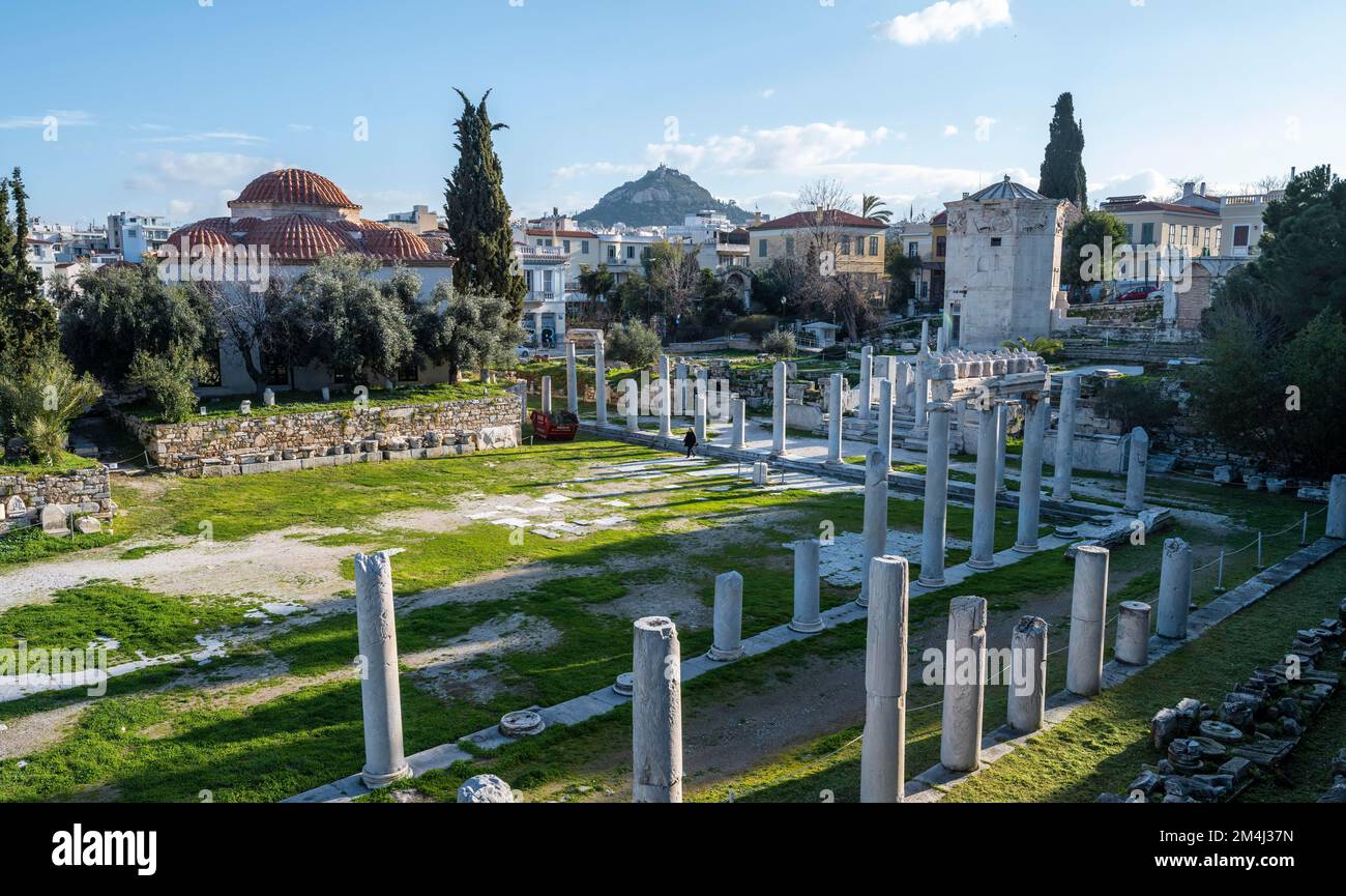 Tower of the Winds, Ruins of the Roman Agora, Old Town of Athens ...