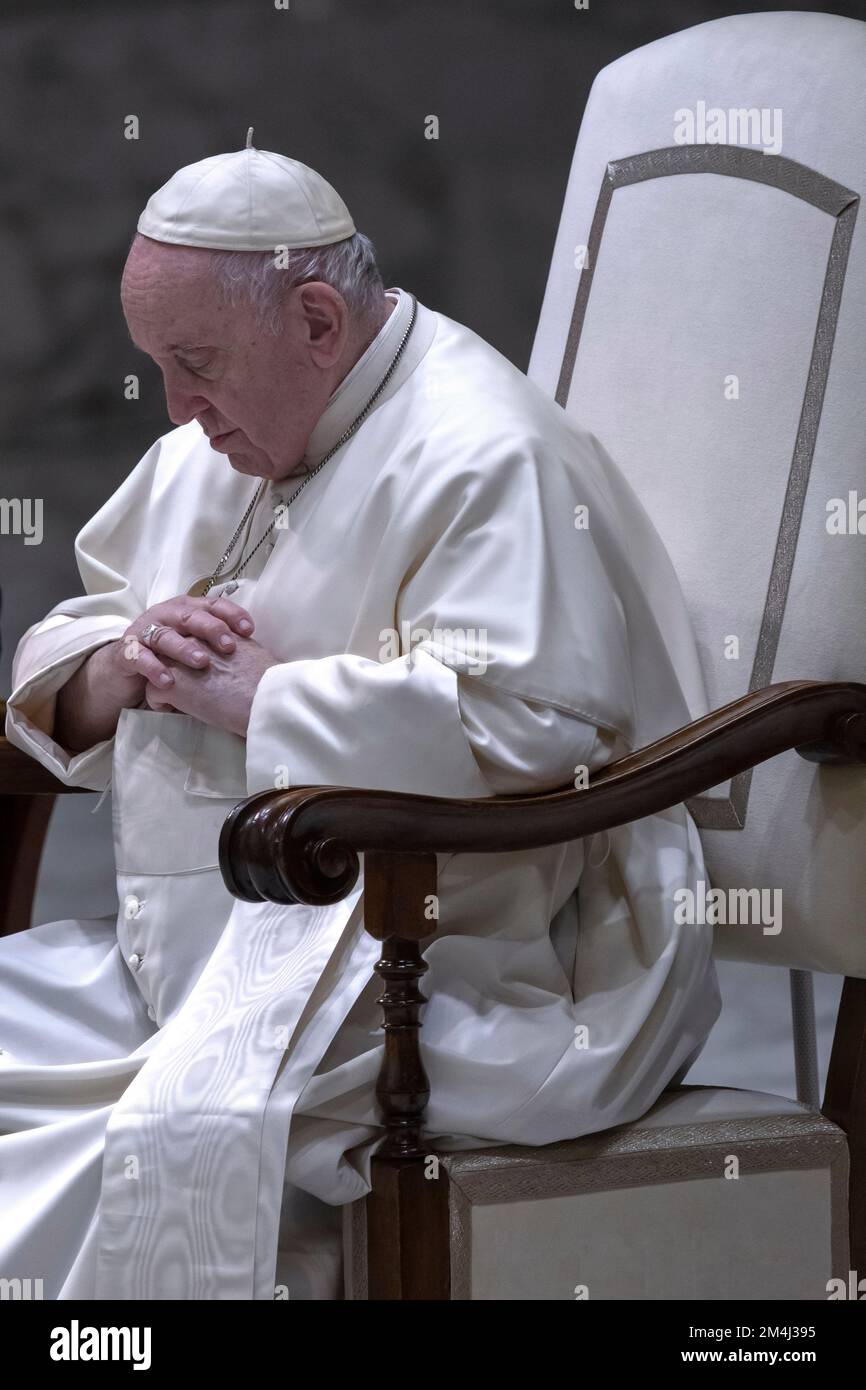 Vatican City, Vatican, 21 december 2022. Pope Francis during his weekly ...