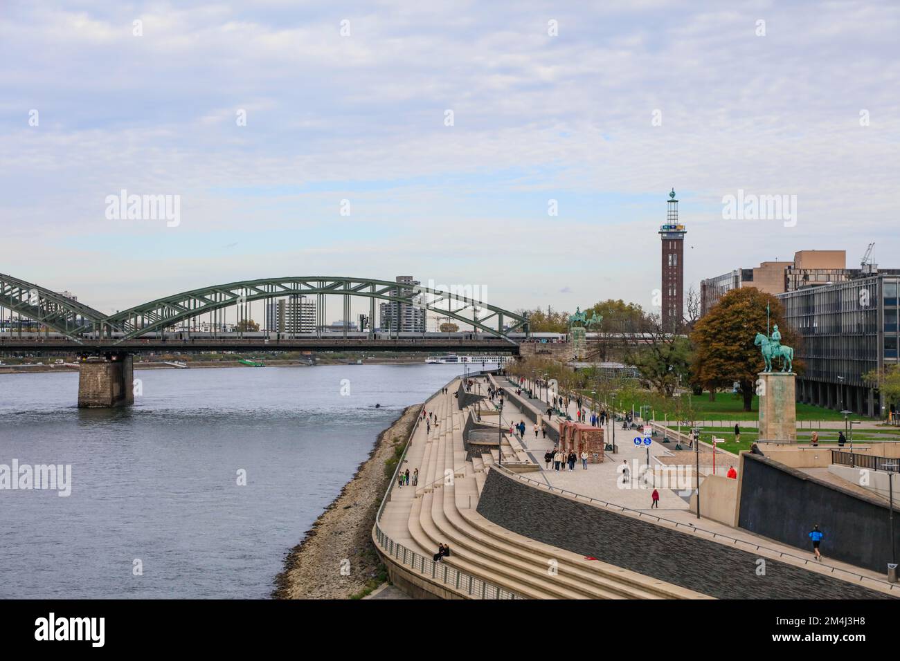 View from Deutz Bridge onto the Rhine promenade Cologne Deutz ...