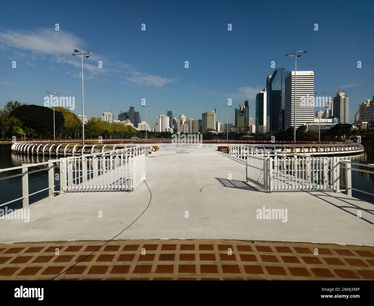 Platform on water in Benchakitti Park, Bangkok, Thailand Stock Photo ...