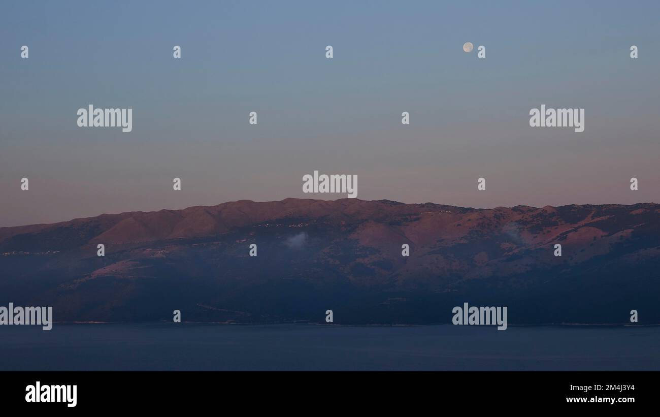 View towards Kefalonia, Strait, Full Moon, Main Town, Vathi, Ithaca ...