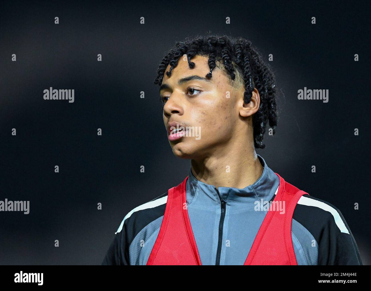 Caleb Roberts warming up during the Papa John's Trophy match Plymouth ...