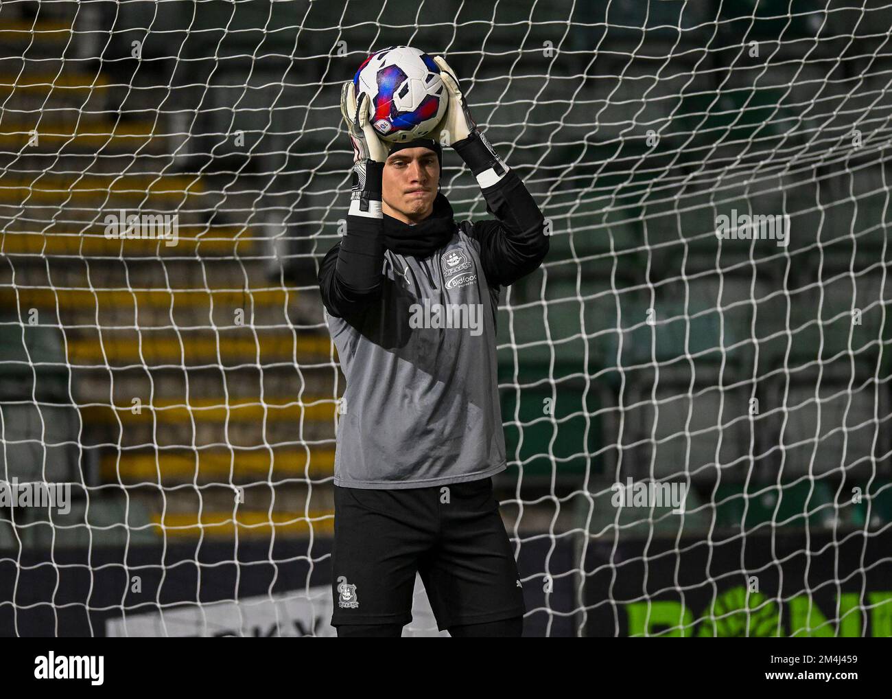 Plymouth Argyle goalkeeper Michael Cooper (1) warming up during the ...