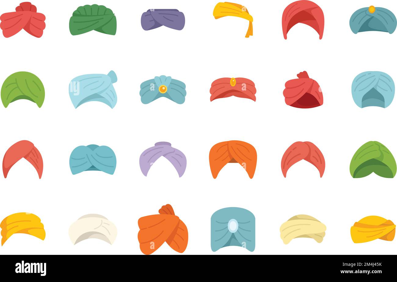 Arabic turban icons set flat vector. Arab hat. Asian farm isolated ...