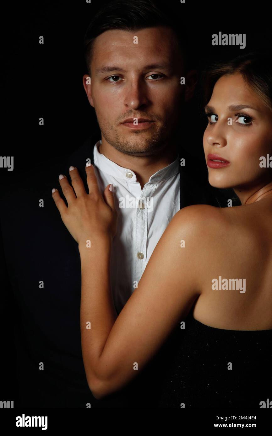Woman hand man chest hi-res stock photography and images - Alamy