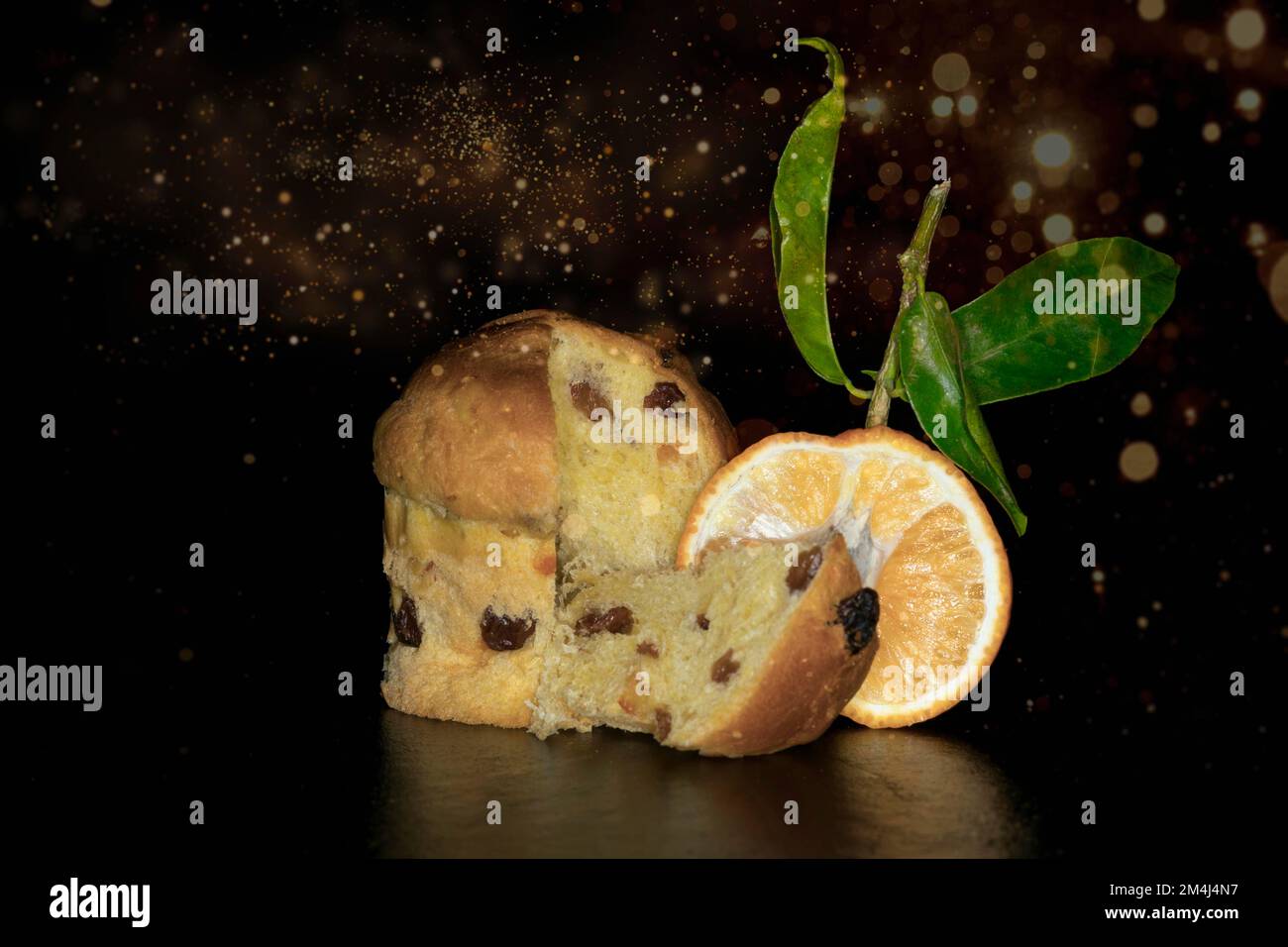 Cut panettone, traditional Milanese pastry for the Christmas season ...