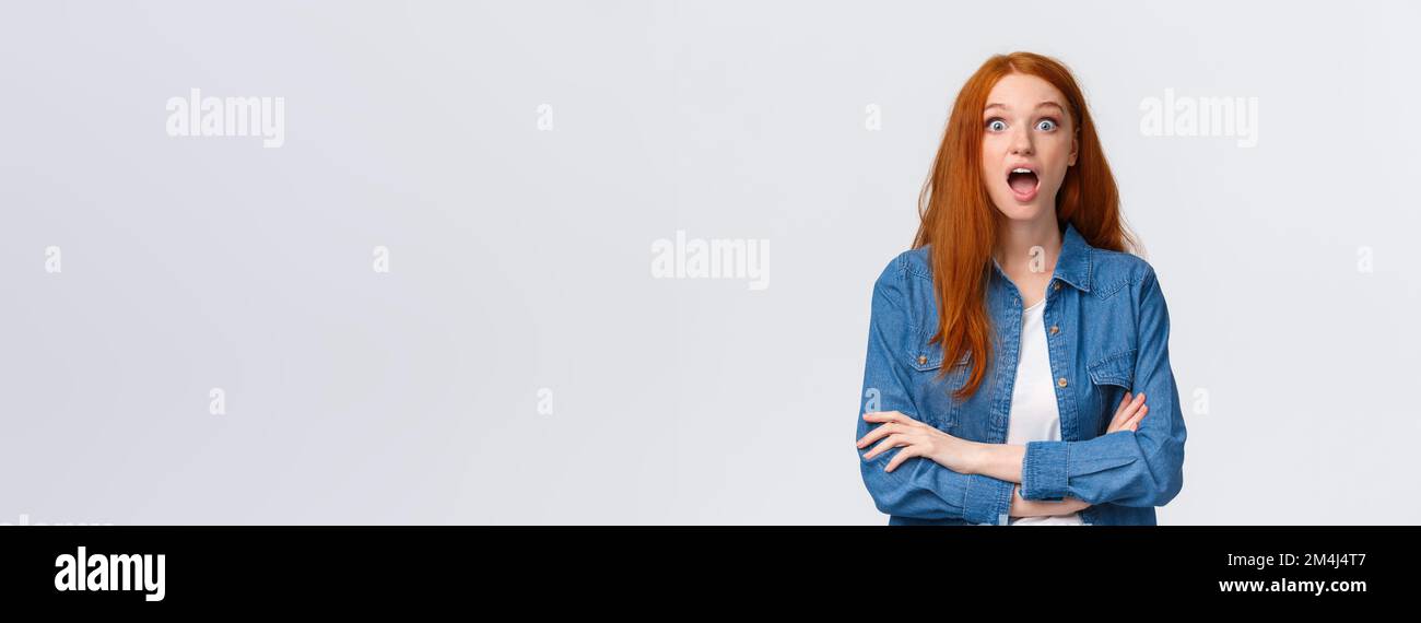 Omg, no way, unbelievable. Impressed and surprised, curious redhead ...