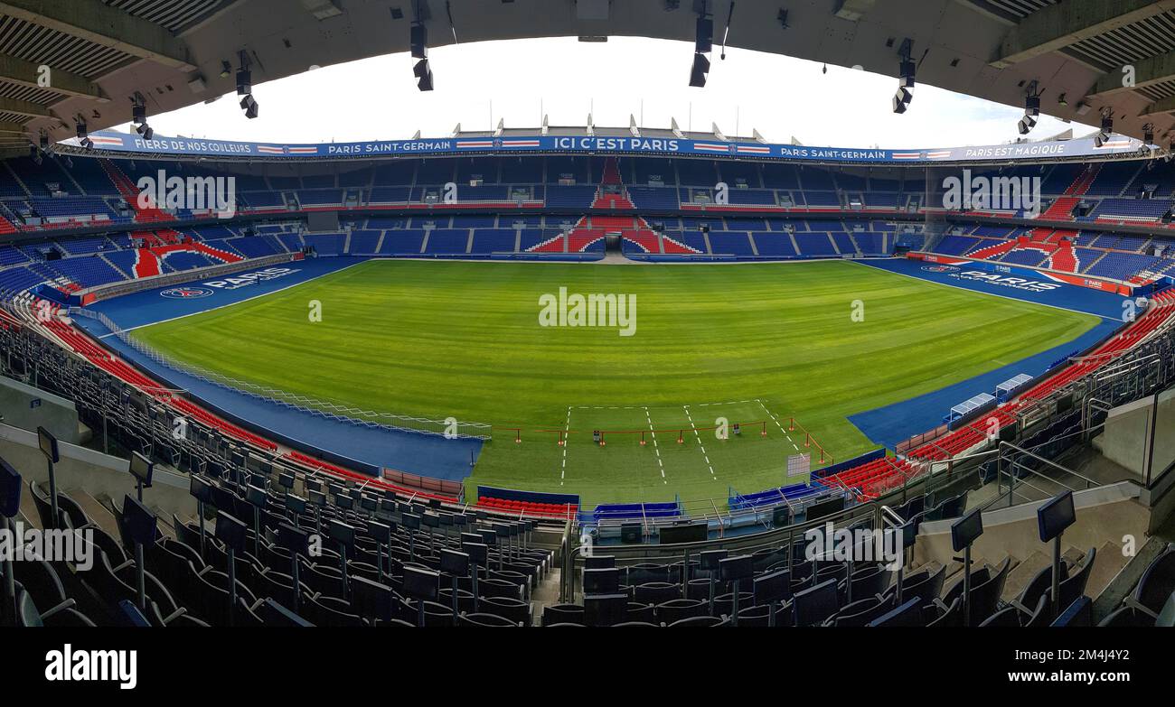 Panoramic photos of the empty PSG football stadium, Paris, Ile-de ...