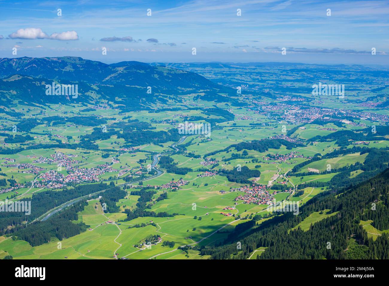 Panorama from the Rubihorn, 1957m, into the Illertal, Allgaeu, Bavaria ...