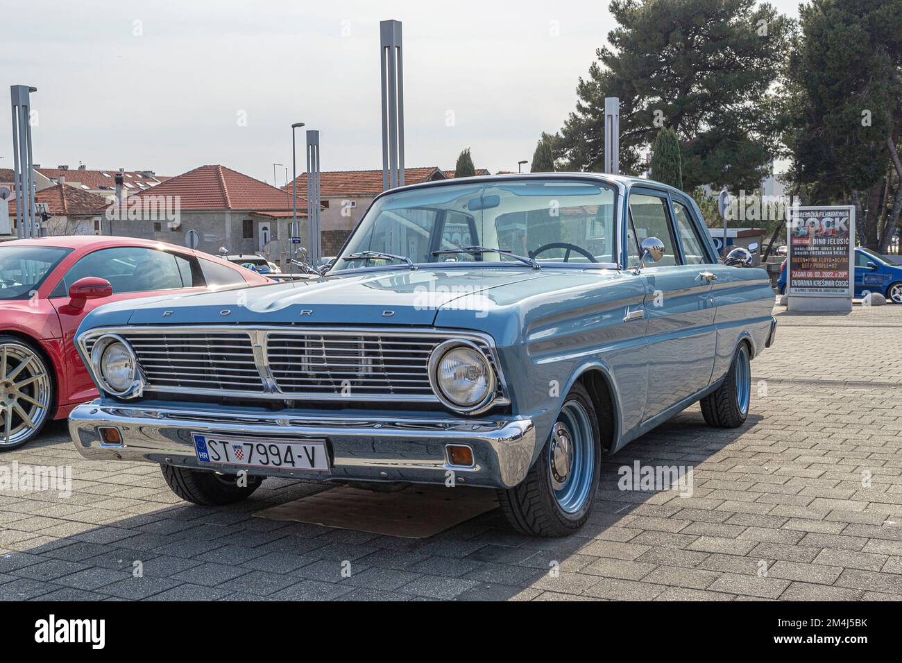 A close-up shot of a Ford Falcon, classical old-timer car at classic car exhibition Stock Photo ...