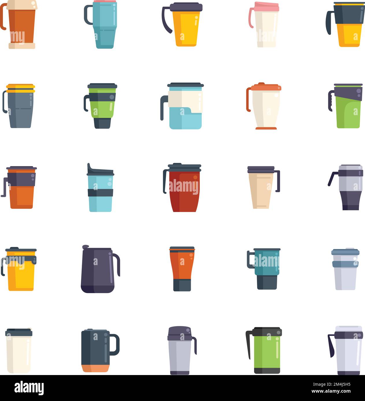 Thermo cup icons set flat vector. Coffee cup. Cap beverage isolated ...