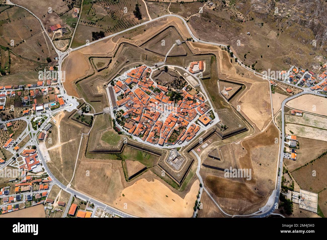 Aerial view of the fortress wall around Almeida, place in the Register ...